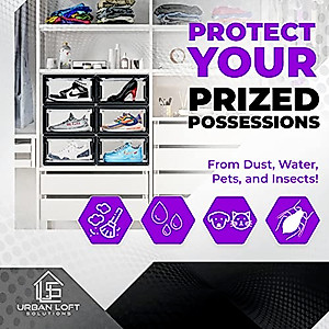 Urban Loft Premium Acrylic Shoe Boxes Stackable,Clear shoe organizer for Closet-Pack Of 1| Large sneaker storage box | Sneaker Clear Shoe Case for Sneakerheads with Drop Lid Shoe Display Case, Black