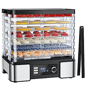 Food Dehydrator Machine Dryer for Jerky: Stainless Steel Dehydrater for Fruit Herb - Digital Food Drier for Meat Beef Dehydration