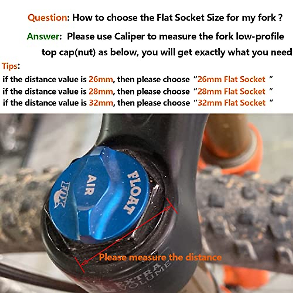 vbaxy 26 28 32mm Topcap Socket Flat Socket Chamferless Fork Socket for Fox Fork Suspension Service