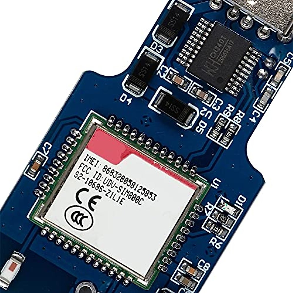 Teyleten Robot SIM800C USB GSM GPRS Wireless Module Quad-Band, 850/900/1800/1900MHz, CH340T USB Chip Support 2G 3G 4G SIM Card USB Communication SMS Data Transmission with Antenna （SIM800C is New）