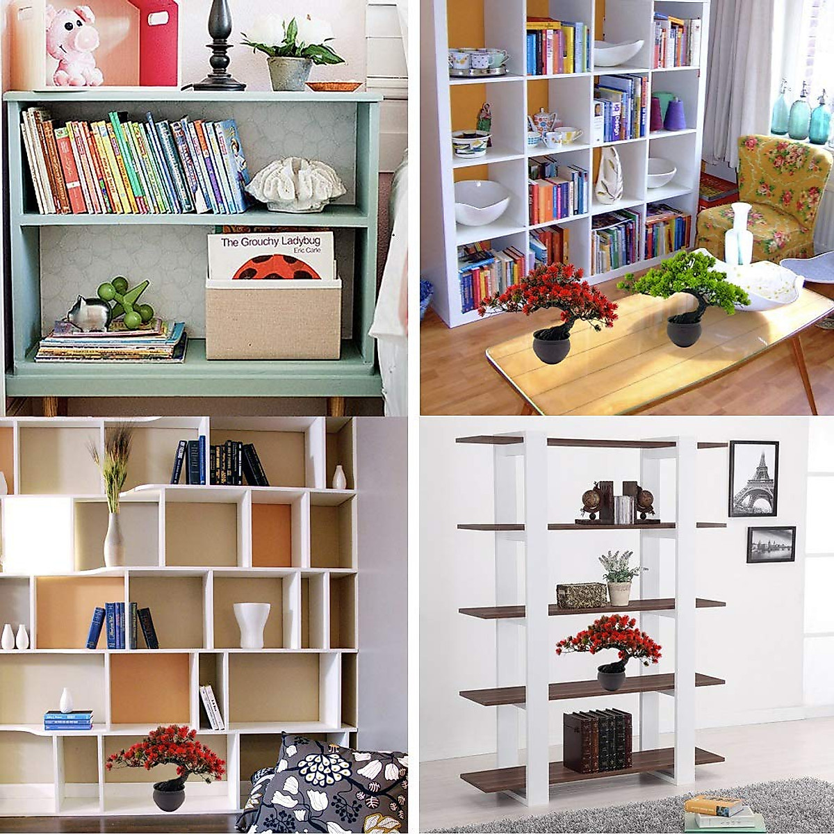 Fycooler Artificial Plants Artificial Bonsai Juniper Tree Potted Faux Japanese Pine Bonsai Simulation Zen Garden Fake Plant Artificial Bonsai Tree for Home Office Showcase Indoor Décor Desktop Display