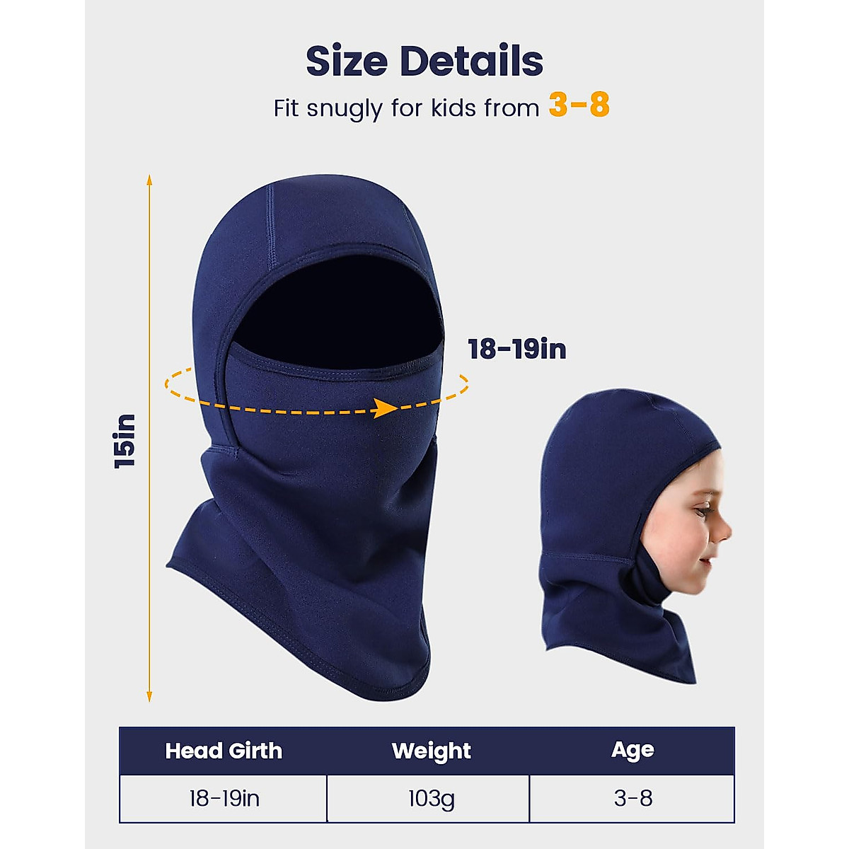 Aegend Kids Balaclava Windproof Ski Face Warmer for Cold Weather Winter Sports Skiing, Running, Cycling, 1 Piece, 4 Colors Blue