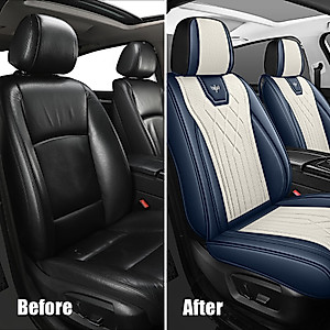 LINGVIDO Faux Leather Seat Covers for Cars - Full Set of Automotive Seat Covers for Front and Back Seats, Truck Seat Covers, and More