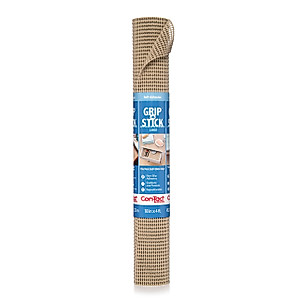 Con-Tact Brand Grip-N-Stick Durable Self-Adhesive Non-Slip Shelf and Drawer Liner, 18" x 4', Taupe, 6 Rolls