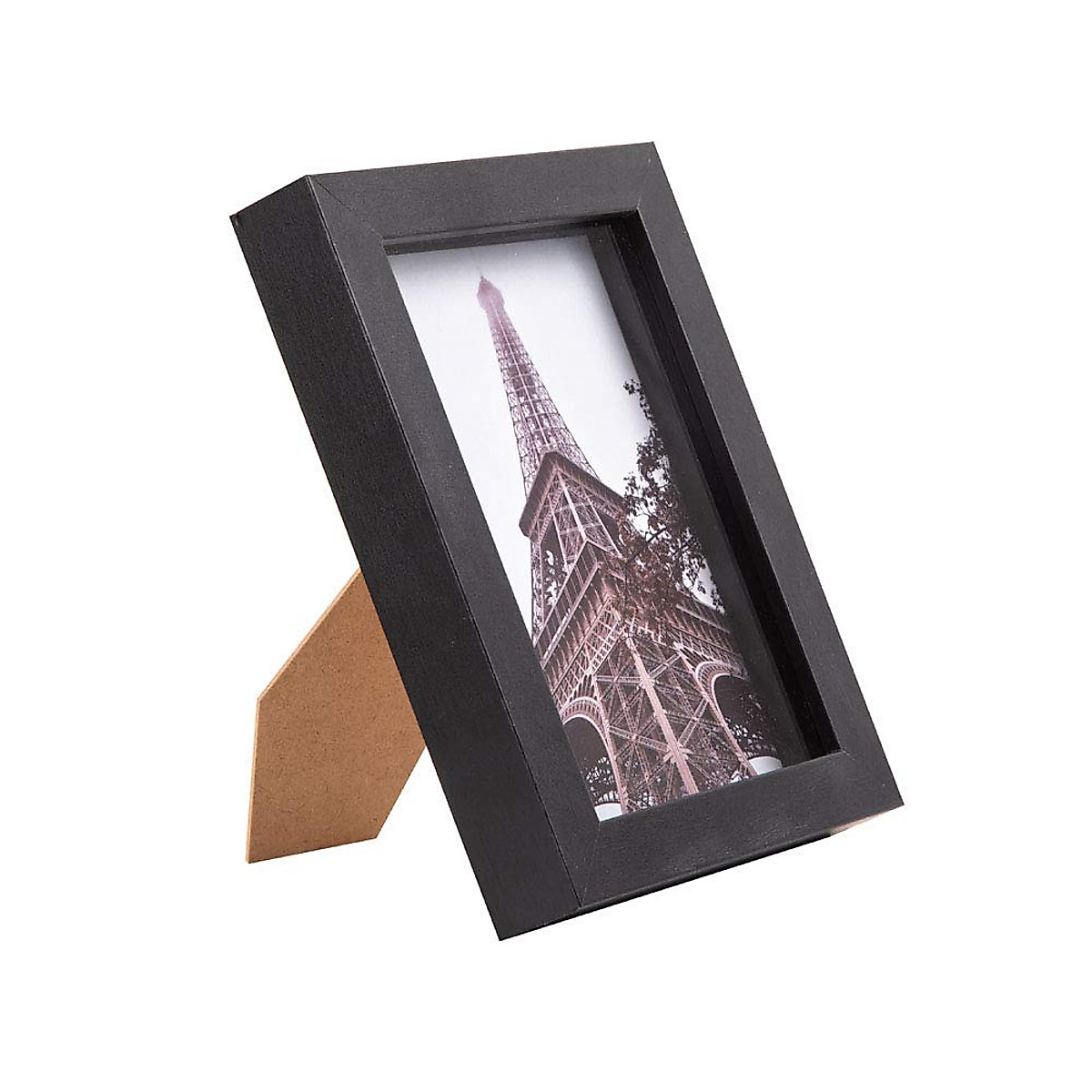 Muzilife 5x7 Shadow Box Frame 2-Pack Wood 3D Picture Frame with Glass Cover Display Case for Wall-Hanging or Free-Standing Picture Showcase, Black