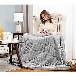 Angelhood Weighted Blanket Adult (20 lbs, 60x80 Inches, Queen or King Size Bed),Oeko-Tex Certified Minky Weighted Blanket Warm Luxury,Heavy Weighted Blanket with Premium Glass Beads