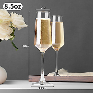 PARACITY Champagne Flutes, Champagne Glasses Set of 6, Elegant 8.5oz Glass Champagne Flutes, Gift for Birthday, Wedding, Christmas, Clear Sparkling Champagne Glasses for Women, Men
