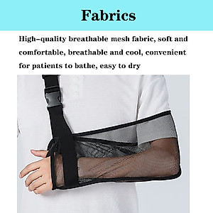 Ledhlth Mesh Arm Sling Black for Shower Shoulder Immobilizer Brace Support for Broken Shoulder Elbow Arm Wrist Injury Men Women Teenagers Adults left right