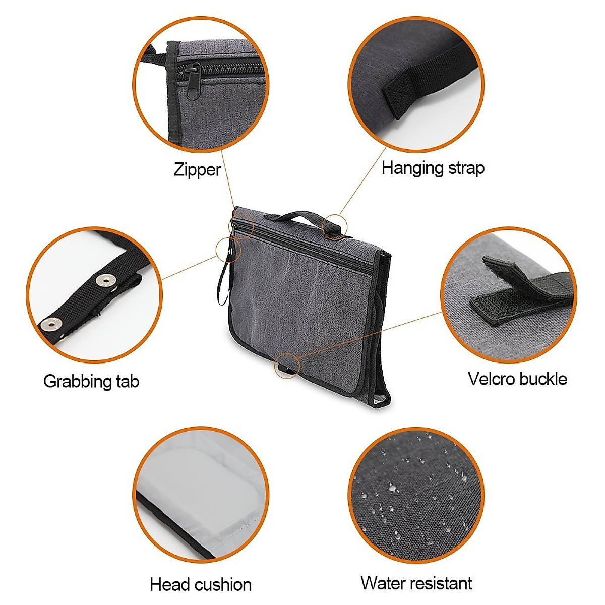 Portable Diaper Changing Pad, Upgrade Waterproof Foldable Changing Mat with Head Cushion and Pockets Baby Infants Changing Station for Travel and Outside by Homegician