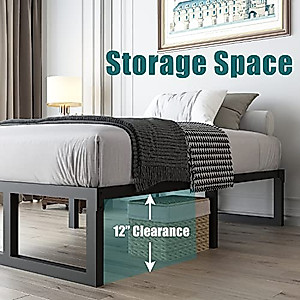 Yitong Angel Twin Bed Frame, 14 Inch High 3500 lbs Heavy Duty Metal Platform, Mattress Foundation with Steel Slat Support/No Box Spring Needed/Noise Free/Non-Slip/Easy Assembly