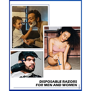 Disposable Razors for Men, 50 Count Men Razora for Shaving with Lubricating Strips, Twin Hypoallergenic Stainless-Steel Travel Razor for Men Sensitive Skin Blue