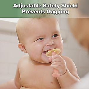 haakaa Infant Toothbrush, Easy to Hold 360° Baby Toothbrush, Train 6month+ Infants Babies and Toddlers for Oral Hygiene, Teether Effect for Sore Gums, 1pc (Pink)