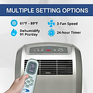 Whynter ARC-12S 12,000 BTU Portable Air Conditioner with Dehumidifier and Fan, Includes Activated Carbon Filter and Storage Bag, Platinum, 400 Sq Ft
