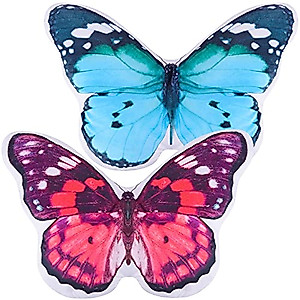 2 Pcs Butterfly Stuffed Blue Butterfly Throw Pillow Cover Stuffed Plush Animal Pillow Decorative Butterfly Shaped Ornament Animal Accent Pillows for Bedroom Farmhouse Living Room Sofa, 13 x 15 Inch