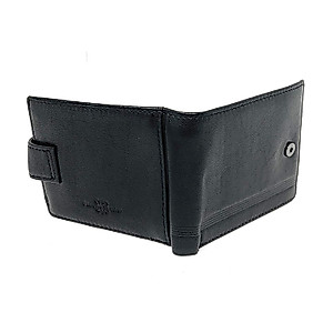 Texas West Genuine Plain Leather Men's RFID Short Bifold Buckle Wallet in 2 colors (Black)