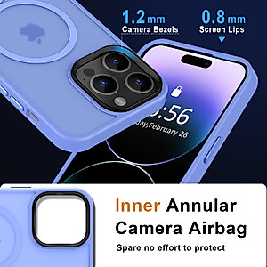 MOCCA Strong Magnetic for iPhone 14 Pro Max Case [Compatible with Magsafe] [10FT Military Grade Protective] Translucent Matte Slim Shockproof Case for iPhone 14 Pro Max 6.7" -Blue