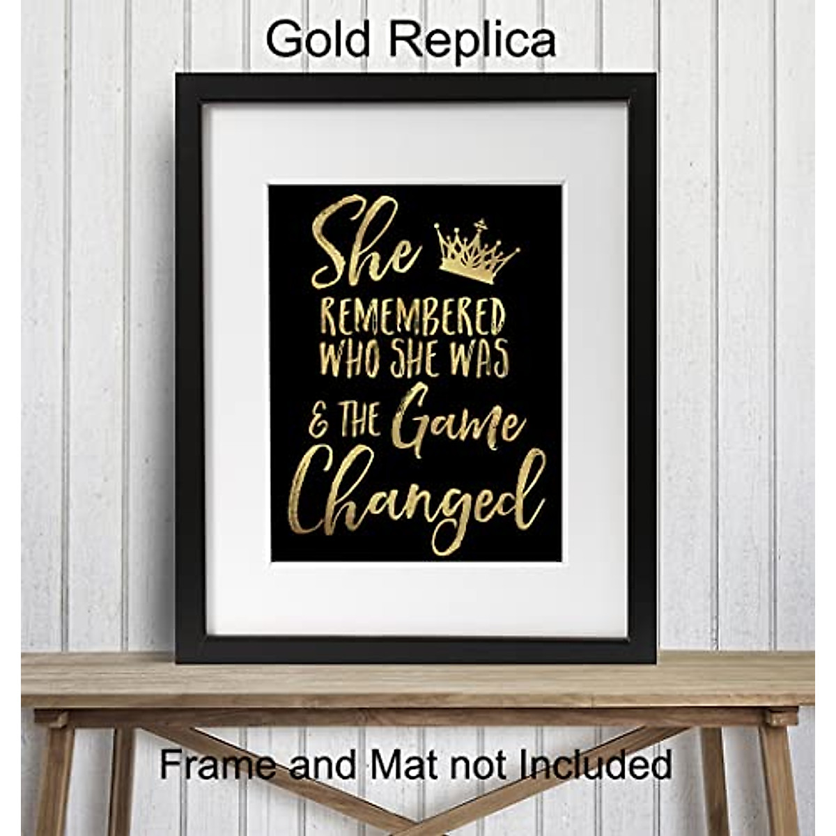 Inspiration Motivational poster for Woman - She Remembered Who She Was And the Game Changed - Teen Girls Women Bedroom Wall Art & Decor - Encouragement Gift - Motivation Saying Poster 8x10
