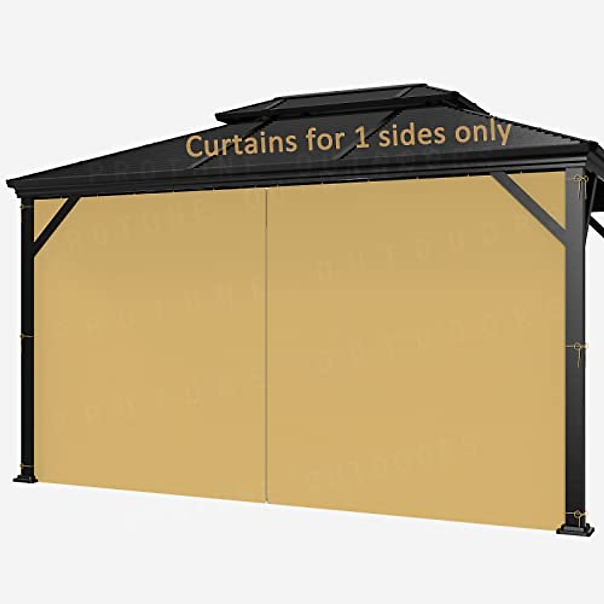 SunCula 10' x 10' Gazebo Universal Replacement Privacy Curtains - Canopy Side Wall Privacy Panel with Zipper, 1 Panel Sidewall ONLY (Khaki)
