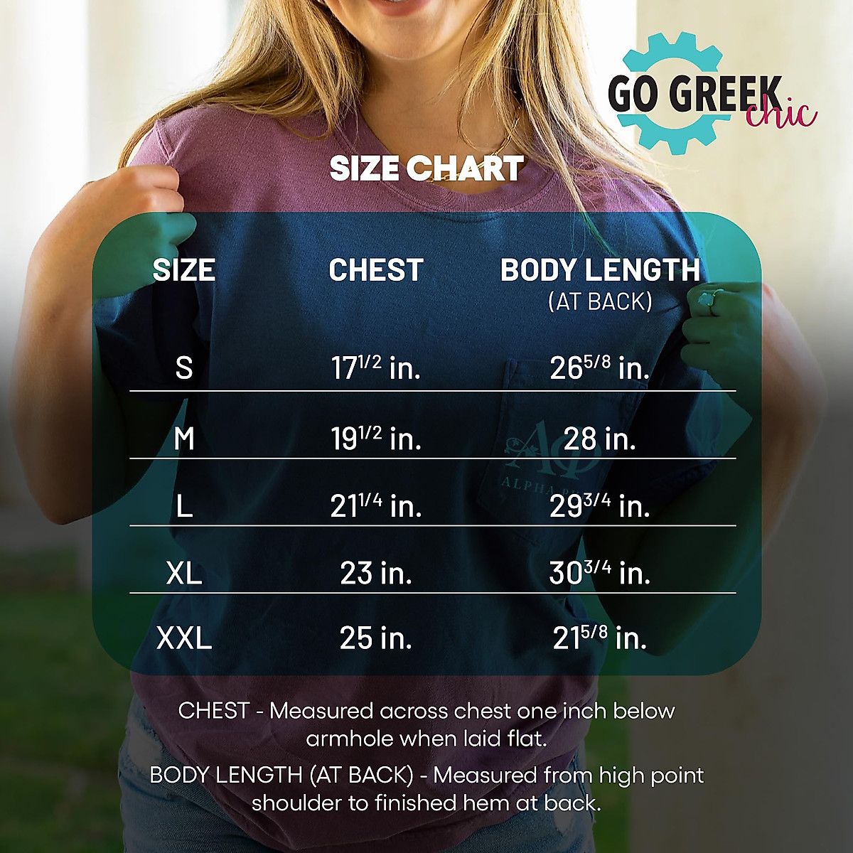 Kappa Kappa Gamma Script Letters T-Shirt | Sorority Pocket Tee (Medium) Navy