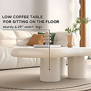 HOTICKME Cloud Coffee Table for Living Room, Cream Color Center Table, 47.24" Central Table with 3 Legs, Simple Style End Table