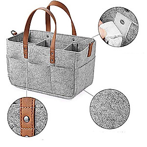 Baby Diaper Caddy Organizer, Portable Nappies Organizer Nursery Storage Basket, Diaper Bag Tote with Changeable Compartments, Baby Storage Basket for Car Travel, Diaper Storage Bin (M)