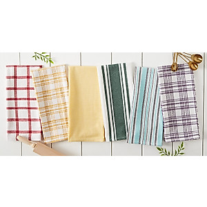 DII Assorted Woven, Kitchen Dishtowel Set, 18x28, Aqua, 5 Piece