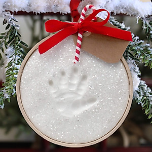 Child to Cherish Glitter Baby Handprint First Christmas Ornament Kit with Wooden Ring