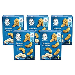 Gerber Toddler Banana Cookies, Baked with Real Bananas, 5 oz. Box (Pack of 5)