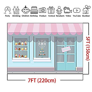 Mocsicka Ice Cream Parlor Backdrop 7x5ft Vinyl Ice Cream Theme Happy Birthday Party Photo Booth Backdrops 1st Birthday Candy Table Banner Photography Background