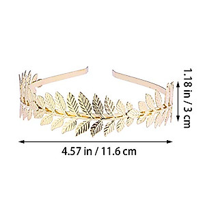 Toyvian Bridal Hair Crown Roman Goddess Leaf Branch Dainty Head Dress Boho (Gold)