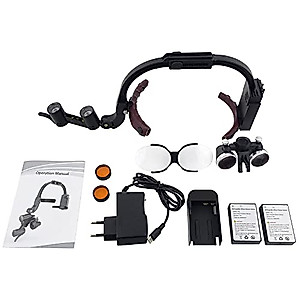 5W Binocular Loupes Glasses Headband Magnifier 2.5X 3.5X Dental Binocular Magnifier LED Head Light Lamp for Magnification Binocular Loupes Dentist Surgical Headlight Lab Equipment (2.5X)