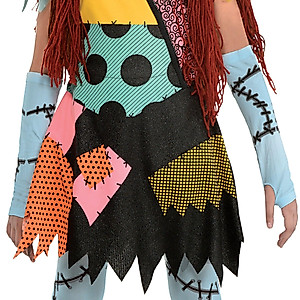 Party City Sally Costume for Girls, The Nightmare Before Christmas - Costume Includes Patchwork Dress, Red Wig, Arm Warmers & Tights - Costumes for Halloween, Birthday Parties & Themed Event