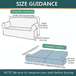 2 Piece/3 Piece/4 Piece Sofa Cover Stretch Couch Cover with 1/2/3 Individual T Cushion Seat Covers Protector Sofa Slipcovers Jacquard Knitted Furniture Cover 1/2/3 Seater ( Color : Blue , Size : 2 Sea