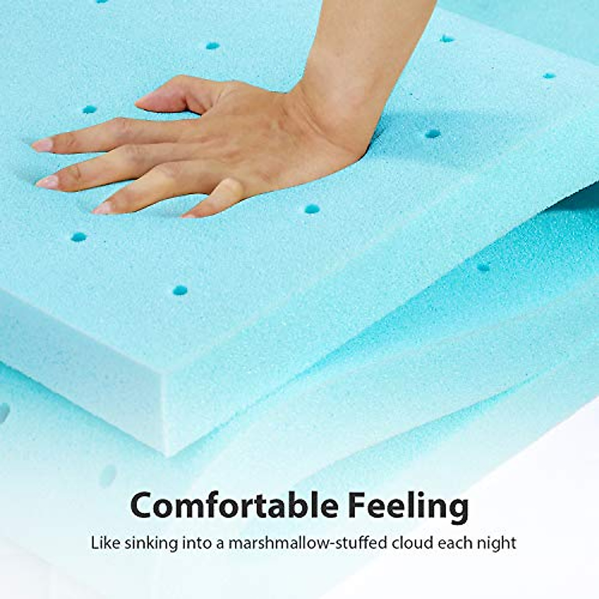 BedsPick 2 Inch Memory Foam Mattress Topper Queen Size Soft Gel Memory Foam Mattress Pad