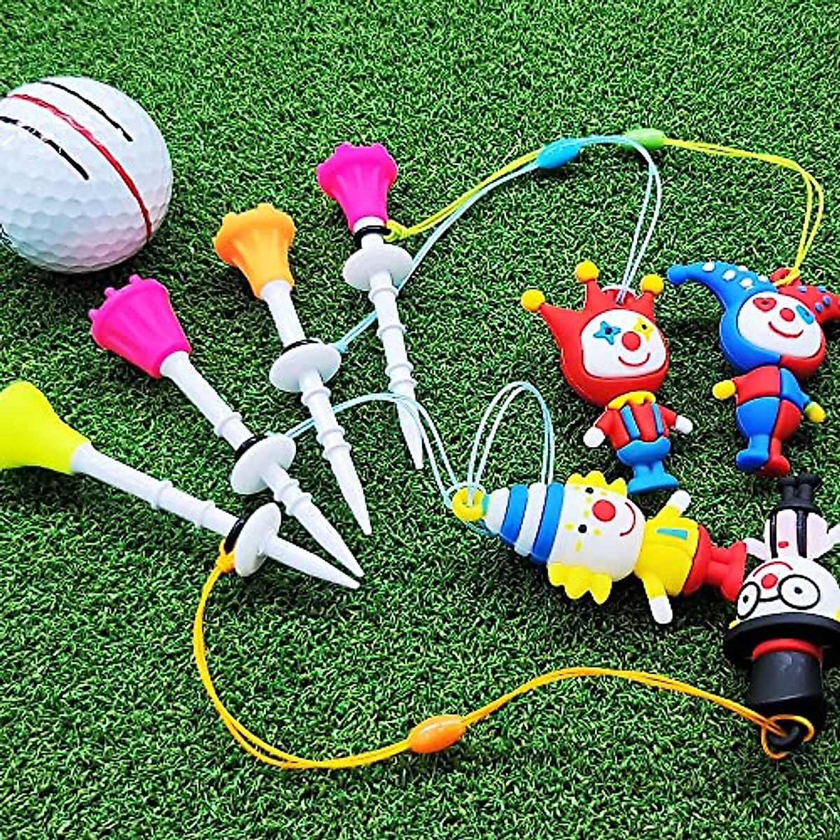 BIRDIE79 Upgraded Premium Big Head(Silicone)Golf Tees 3-1/4 - Height Adjustable - Easy Tee Up - Tee Off with Greater Consistency - Excellent Durability - Golf Tee Hanger - 1Pack(12ea Tees+2ea Figures)