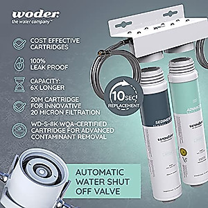 Woder WD-D-20M-ADV-DC Water Filtration System - Sediment Filter and Advanced Water Filter. Under-Sink Water Purifier. Removes Sediments, Sand, Scale, Chlorine, Lead, Contaminants and Odors - USA Made