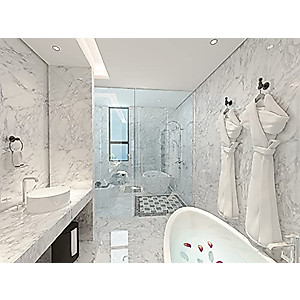 3-Pack Industrial Pipe Bathroom Hardware Accessories Set, Include 2 Robe Coat Towel Hook and 1 Towel Ring for Hanging. 1/2" inch Threaded Heavy Duty Wall Mounted Rustic Decor Accessories Kit (Black)