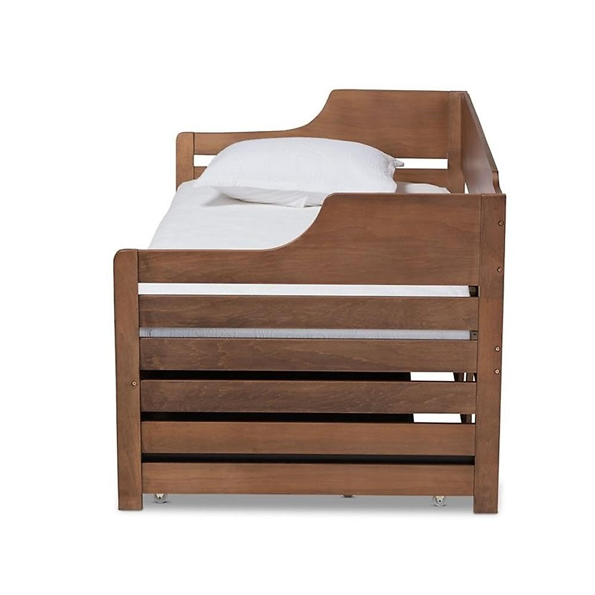 BOWERY HILL Transitional Wood Expandable Twin Size to King Size Daybed in Brown