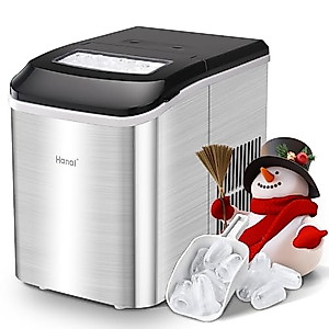 WANAI Ice Makers Countertop Portable Ice Machine 26.5lbs/24H 9 Ice Cubes in 6-8 Mins Electric Ice Making Machine with Ice Scoop and Basket L&S Bullet Sizes for Home Party Office Bar Camping RV