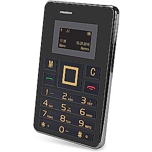 Slide Wallet Size Unlocked Mini Cell Phone Worldwide 2G GSM Service, Black/Silver