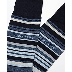 Calvin Klein Men's Socks - Luxury and Egyptian Cotton Blend Dress Socks (1 Pair), Size 7-12, Navy Stripes