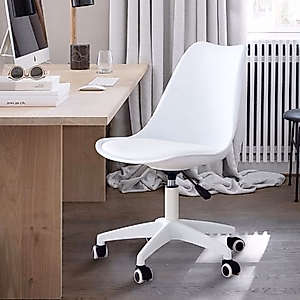 Yone jx je Office Chair, Ergonomic Office Chair, Modern Height Adjustable Swivel Chair, armless Rotating Computer Chair, with Wheels, Transparent Chair (White)