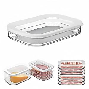 Deli Meat Cooler For Refrigerator Stackable Lunch Meat Plastic Organizer With Lid Food Refrigerator Storage Box Bacon And Cheese Organizer For Refrigerator (C)