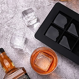 Ticent Ice Cube Trays (Set of 2), Silicone Sphere Whiskey Ice Ball Maker with Lids & Large Square Ice Cube Molds for Cocktails & Bourbon - Reusable & BPA Free