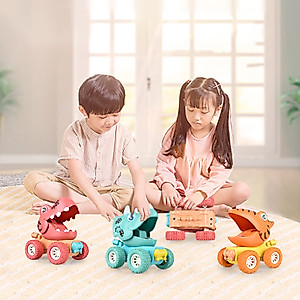WedFeir Dinosaur Pull Back Cars Set of 3, Flashing Lights and Dino Roar Music Toys Dinosaur Toys for 3 Year Old Boy, Dinosaurs Pull Back Cars, Monster Trucks for Kids, Bithday Gifts for 3+ Years Old.