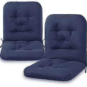 Back Chair Cushion Outdoor Indoor Tufted Seat/Back Chair Cushion Patio Seating Cushions Waterproof Rocking Chair Pads Weather Resistant Patio Chair Cushions for Outdoor(Navy Blue, 2 Pcs)
