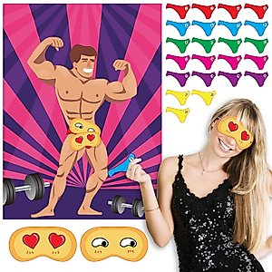 ASTARON Pin The Pants Party Games Bridal Shower Games Large Poster 24 Player Stickers Party Games Girls Night Party Games