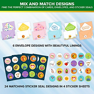 Decorably 24 Pack Funny Thinking of You Cards with Envelopes & Stickers, 24 Unique Designs Printed Message Greeting Cards Thinking of You Greeting Cards, 6x4 Box of Cards Thinking of You Cards Funny