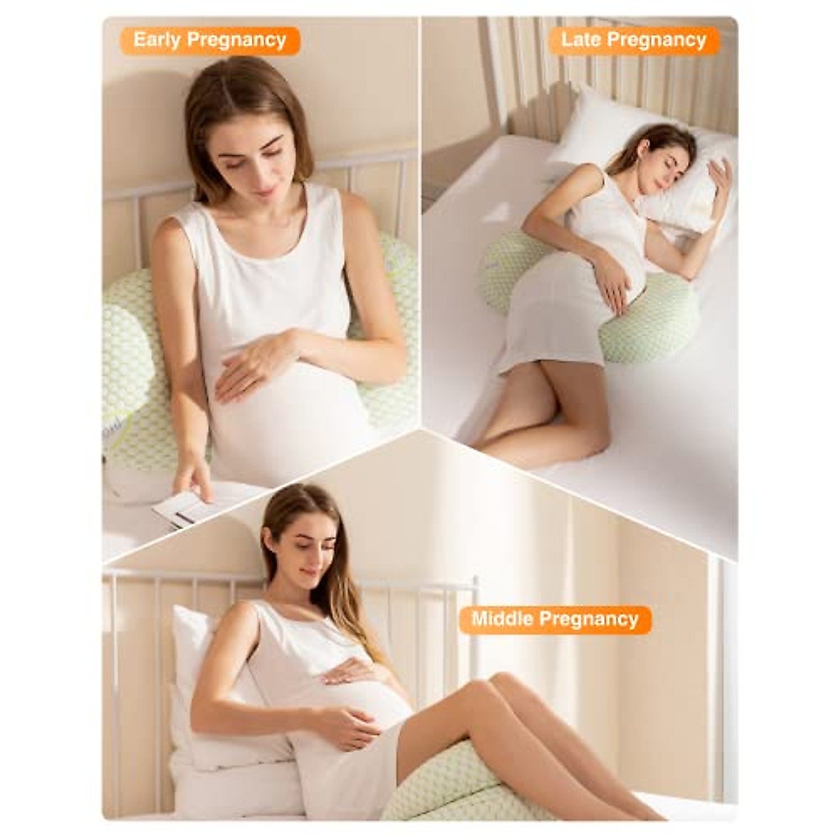 taynoes Pregnancy Pillows for Sleeping, Maternity Pillows, Detachable and Adjustable Pregnancy Must Haves Support for Pregnant Women Back, Belly, Stomach,Side Sleeper Pregnancy Wedge Pillow (Green)