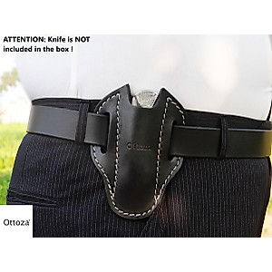 Ottoza Leather Knife Sheath for Belt Vertical Knife Sheath 5" Leather Pocket Knife Sheath Leather Folding Knife Sheath 5 inch Knife Sheath Pocket Knife Holster Pocket Knife Holder TOP Grain Leather No:70